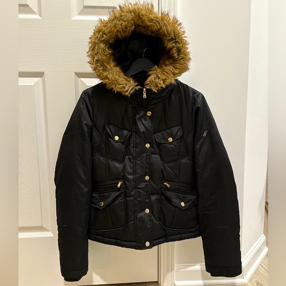 Guess | Jackets & Coats | Y2k Guess Black And Gold Puffer Jacket With ...